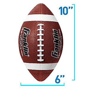 Franklin Sports Junior Footballs - Grip-Rite 100 - Kids Junior Size Rubber Footballs - Youth Footballs - 6 Pack of Footballs with Pump - Brown/White