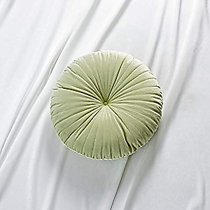 Roslynwood Shelly Round Solid Light Green Velvet Chair Cushion Couch Pumpkin Throw Pillow Home Decorative Seashell Floor Pillow, 16x16 inch