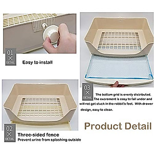 Linifar Extra Large Rabbit Litter Box, Pet Potty Corner Cage Toilet with Bonus Pads for Adult Bunny Guinea Pig Chinchilla Ferret