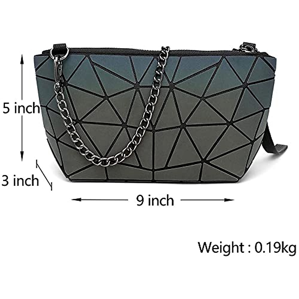 JOBEDE Holographic Laser Shoulder Bag, Geometric Hard Lattice Purses Handbags Reflective Envelope Handbag Luminous Purses Crossbody Bag Tote for Women