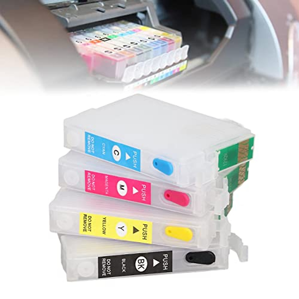 Hilitand 4 Colors Printer Ink Cartridge Office Use Printing Accessory Part Printer Ink Cartridge for Photo Paper Document (T1281/T1282/T1283/T1284)