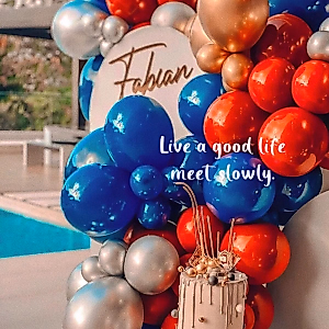 MABAY Blue Red White Balloons Arch Garland Kit, 147 Pcs Royal Blue Red White Confetti Blue Red Balloon for Graduation Birthday Party Baby Shower Wedding Decorations