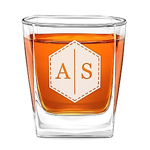 Maverton Set of 6 whiskey glasses for woman - Personalized Tumblers for Birthday - Drinking glasses for her - Customized whisky set for anniversary - Stylish glassware - INITIALS