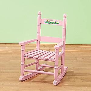 Fox Valley Traders Personalized Childrens Rocking Chair, Features Classic Rocker Design and Hardwood Construction, Pink Finish with Flowers & Buterflies Design