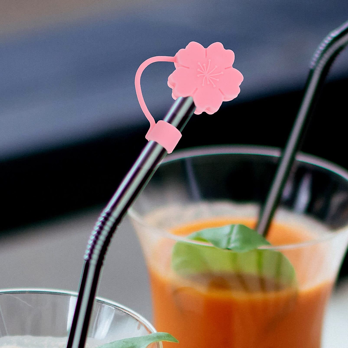 SOLUSTRE 6pcs Straw Cap Sun Straw Tips Cover Drinking Straw Tips Lid Reusable Straw Tips Lids Cartoon Straw Plugs Straw Covers Cap Straw Tip Caps Decorate Glass Girl