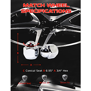 Set of 20 Veritek 12x1.25mm 3/4 Hex 0.95 Inch Chrome OEM Factory Style Acorn Conical Seat Dome Top Lug Nuts for Subaru Factory Wheels