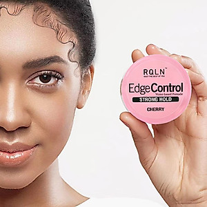 RQLN Edge Control for Black Hair, Hair Gel for Women, Strong Hold Water-based Edge Stay Gel, All Hair Types, No Flaking, Extra Hold, 3.38oz Fresh Cherry Fragrance