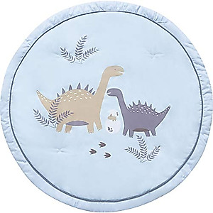 My Little Zone Round Baby Play Mat - Baby Nursery Mat for Infants, Dinosaur Theme Tummy Time Playmat, Machine Washable, 36 inch, Cotton, Blue