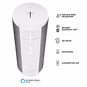 Ultimate Ears MEGABLAST Portable Waterproof Wi-Fi and Bluetooth Speaker with Hands-Free Amazon Alexa Voice Control - Blizzard