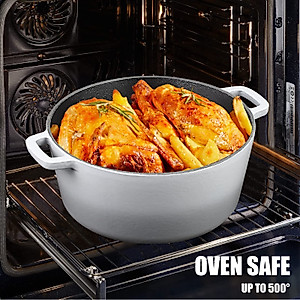 5.5 Quart Enameled Cast Iron Dutch Oven, 2-In-1 Enamel Dutch Oven Pot with Skillet Lid for Grill, Stovetop, Induction (Gradient Grey)