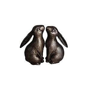 First of a Kind Bronze Rabbit Shaped Bookends – Farmhouse Shelves Organizer Book Ends - Resin Animal Figurine Cute Bookends - Heavy Duty Bookends to Hold Books - Set of 2 Book Stoppers