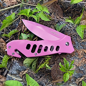 ALBATROSS Multifunction Stainless Steel Folding Pocket Knife, Spring Assisted Open, 4.5" Handle, 3" Blade, 7.5" Overall (Pink)