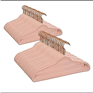 Non-Slip Velvet Clothing Hangers, 100 Pack, Pink - Black - Beige (Black)
