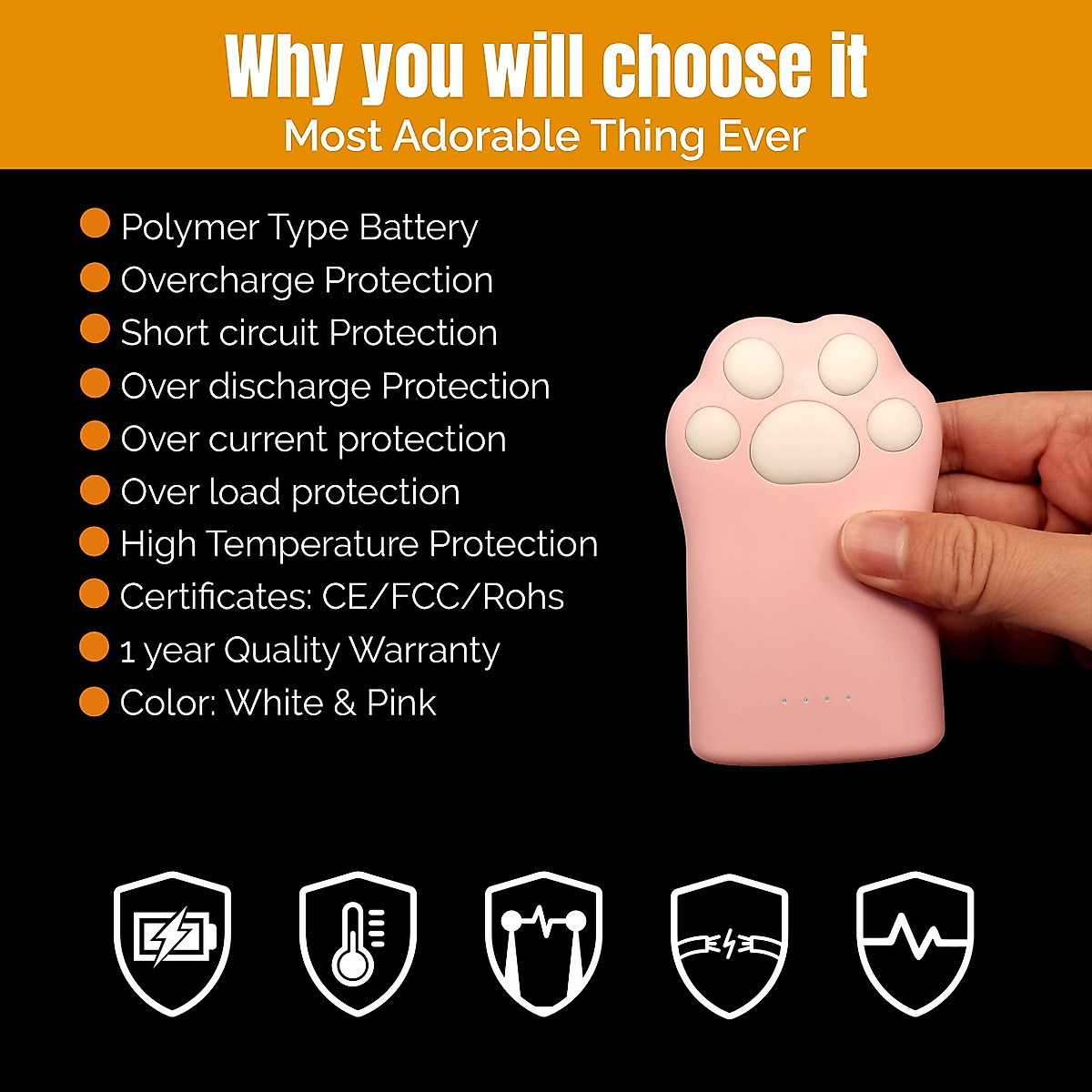 Portable Charger, Fast Charging 10000mAH Power Bank, Cutest Device for iPhone 14 13 pro X XS XR Xs Max 8 Plus, Samsung Galaxy A11 A20 A21 A51 A50 A71 A01 S22 S21 S20 Note 20 Ultra Z Fold