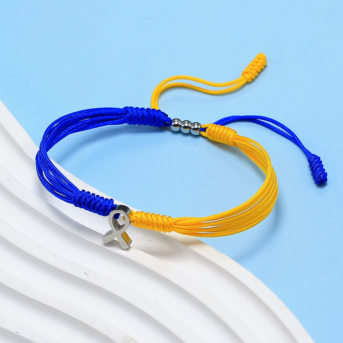 HARACRAFT Down Syndrome Awareness Bracelet, Bracelet For A Cause, Awareness Ribbon Bangle, Health Wristband for Protection Surfer String Bracelet for Men, Women (Down Syndrome)