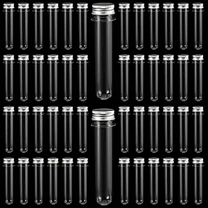 MANCHAP 80 PCS 40ml Clear Test Tubes with Caps, 140 x 25mm Plastic Storage Tubes for Gumball, Plants, Spices, Candy, Scientific Experiments