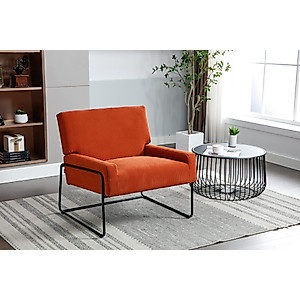 JINS&VICO Accent Arm Chair, Modern Upholstered Single Sofa Chair with Soft Padded Backrest and Low Arms, Comfy Leisure Slant Armchair Reading Chair for Living Room Bedroom Lounge, Orange