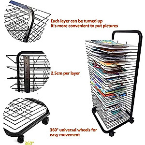 Art Drying Rack, Mobile Art Drying Rack with Wire Rack for Artwork, Drying and Printing Rack, Ideal for Schools and Art Clubs (Size : 20-Layer)