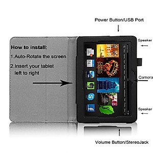 Fintie Folio Case for Fire HDX 7 - Slim Fit Leather Standing Protective Cover with Auto Sleep/Wake (Will only fit Kindle Fire HDX 7" 2013), Black