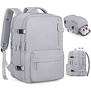 Large Travel Laptop Backpack, Expandable 45L Carry On Backpack Water Resistant Airline Approved Business Work Computer Bag Gifts for Men & Women Fits 17 Inch Notebook