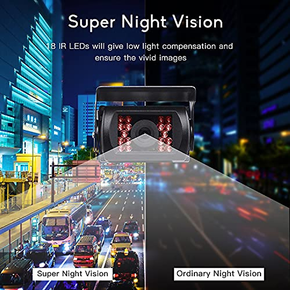 RV Backup Camera System, 7 inch 1080P HD Monitor Vehicle Backup Camera, Waterproof Rear View Camera with Night Vision 18 IR LED Reverse Truck Wired Back Up Camera for Cars/Trailer/Van/Jeep/SUV