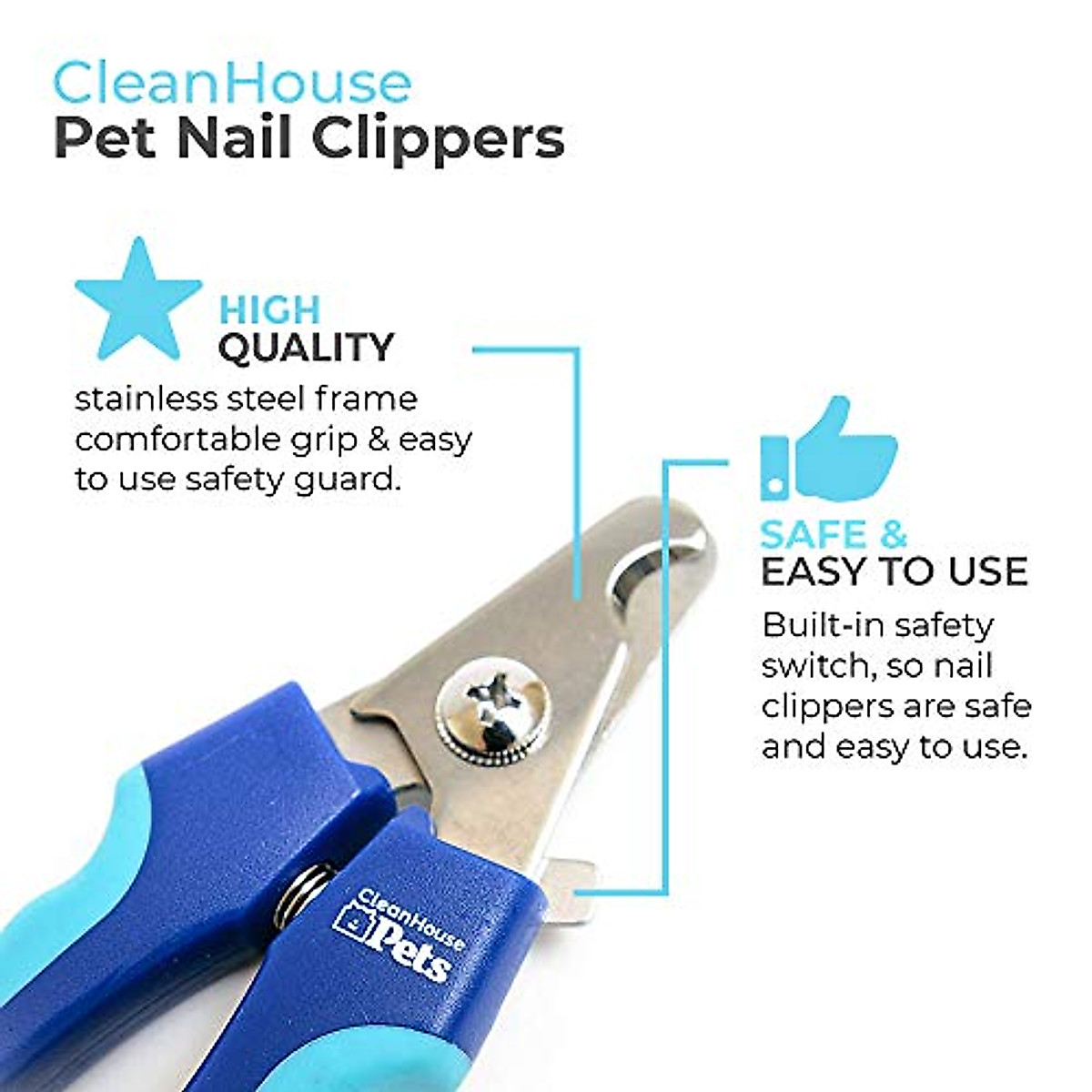 Dog Nail Clippers & Cat Nail Clipper with Nail File - Small Pets - Cat Nail Clippers with Safety Guard to Prevent Over-Cutting - Sharp & Stainless Steel