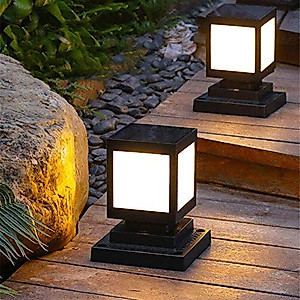 Outdoor Post Light Solar Post Lights Outdoor Waterproof Post Lamp Home Garden Pillar Light Glass Post Lights Villa Courtyard Park Column Headlight