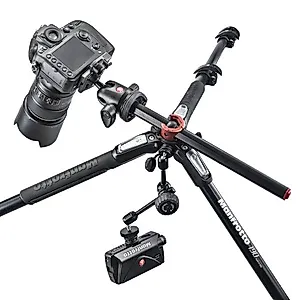Manfrotto 190XPRO Carbon Fiber 3-Section Tripod (MT190CXPRO3),Black