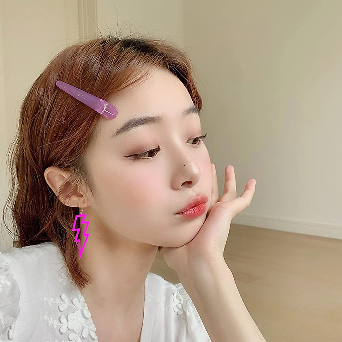 Retro Halloween Lightning Bolt Earrings 80s Neon Earrings Accessories for Women Acrylic Funky Earrings for 80's Party Favor