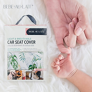 Bebe au Lait Classic Muslin Car Seat Cover -Perfect Baby Car Seat Covers for Babies, Car Seat Canopy, Unisex Baby Car Seat Cover- Easy Snap Straps, Fully Zippered Opening, Breathable- Green