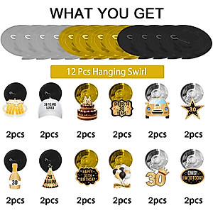 Tifeson 30th Birthday Decorations Hanging Swirls - 36 Pcs Dirty 30 Birthday Party Swirls - Happy 30th Birthday Party Decoration Supplies