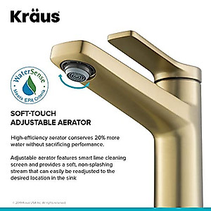 KRAUS Indy Single Handle Basin Bathroom Faucet in Brushed Gold, KBF-1401BG (2-Pack)