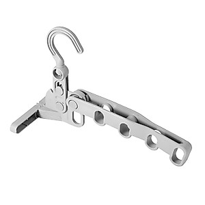 2pcs Folding Clothes Hanger, Portable Folding Hangers for Travel with 5 Holes Plastic Wall Mounted Laundry Drying Rack Coat Rack Clothes Accessories for Outdoor Camping Travel Bedroom Cabinets (Gray)