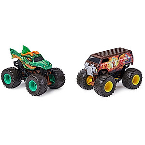 Monster Jam, Official Dragon vs. Thunder Bus Color-Changing Die-Cast Monster Trucks, 1:64 Scale