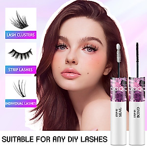 GAQQI Lash Bond and Seal, Lash Cluster Glue for DIY Lash Extensions, 48 Hours Long Lasting Waterproof Lash Adhesive Glue, Non-irritating Flase Lashes Glue for Sensitive Eyes (White Bond)