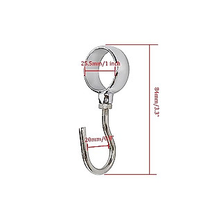 Rannb Wardrobe Closet Hook Stainless Steel Hanging Tube Rod Hook Fit for 25mm Rod -Pack of 12