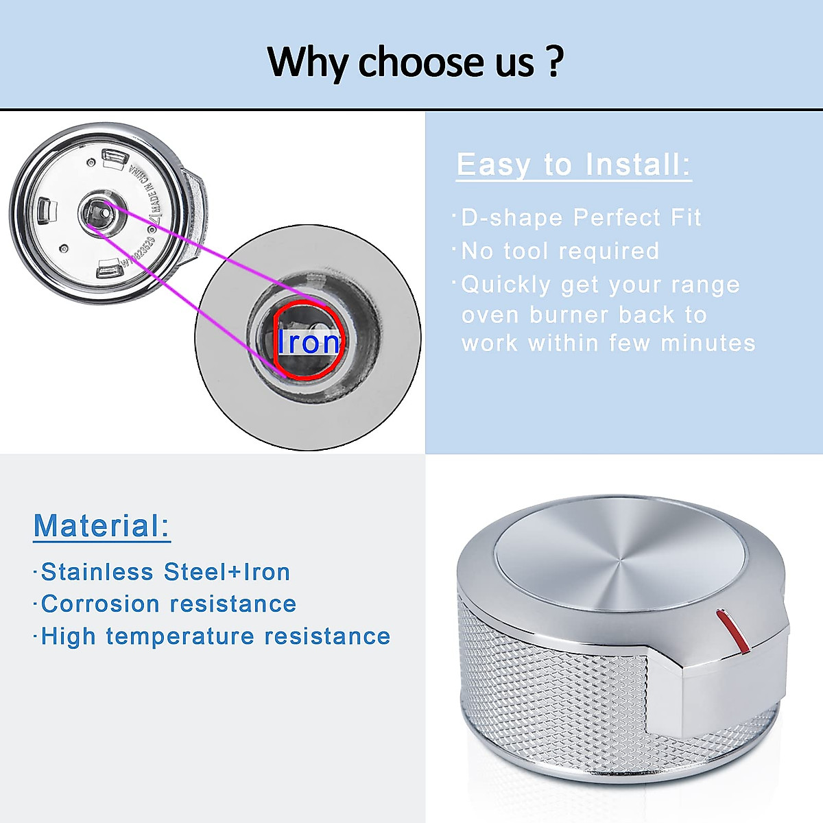 Upgrade W10823529 W11156487 Gas Stove Knobs Replacements, Compatible with White Whirlpool KitchenAid Gas Stove Range Oven Knobs,Replacement Part for AP6285576 (5 Pack)