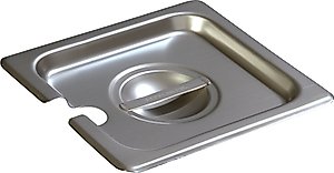 Carlisle FoodService Products Durapan 1/6 Size Stainless Steel Food Pan Lid Slotted Hotel Pan Cover with Concave Handle for Catering, Buffets, Restaurants, 6.88 X 6.25 Inches, Silver, (Pack of 6)