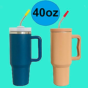Wobye 6 Pack 13 Inch Extra Long Reusable Bent Stainless Steel Metal Straws with Cleaning Brush & Silicone Tips Fit for Stanley Quencher 40oz Tumbler, Simple Modern 32 40oz Tumbler, 64oz Water Bottle