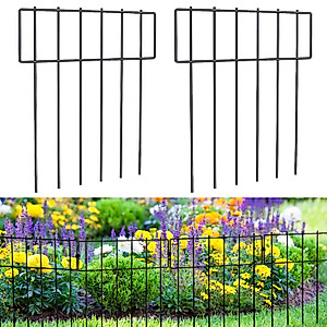 20 Pack Animal Barrier Fence: Decorative Garden Fence No Dig|Rustproof Metal Wire Fencing Border Animal Barrier for Dog Rabbits Ground Stakes Outdoor Yard Patio - Total Length 17 in(H) X 21.6 Ft(L)