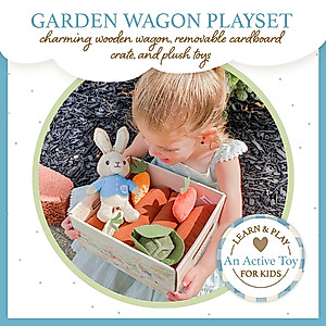 KIDS PREFERRED Beatrix Potter Peter Rabbit Wooden Garden Wagon and Plush Veggie Play Set, (24228)