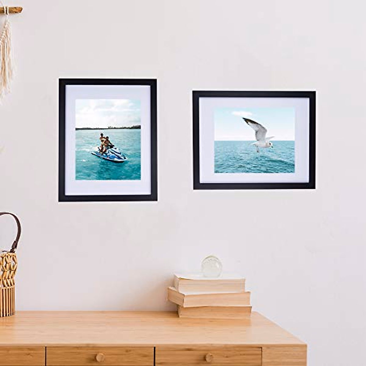 11x14 Picture Frame Set of 6, Display 8x10 Pictures with Mat or 11x14 without Mat for Tabletop Display and Wall Hanging, Classic Simple Photo Frames for Wall Gallery Home Office Decor, Black