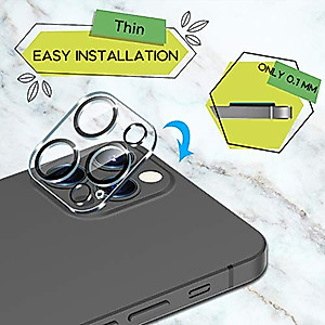 UniqueMe 𝑵𝑬𝑾 𝟮𝟬𝟮𝟮 [ 3 Pack] Compatible with iPhone 12 Pro Max 6.7" Camera Lens Protector Tempered Glass,[Case Friendly][Scratch-Resistant][Does Not Affect Night Shots] -Black Circle