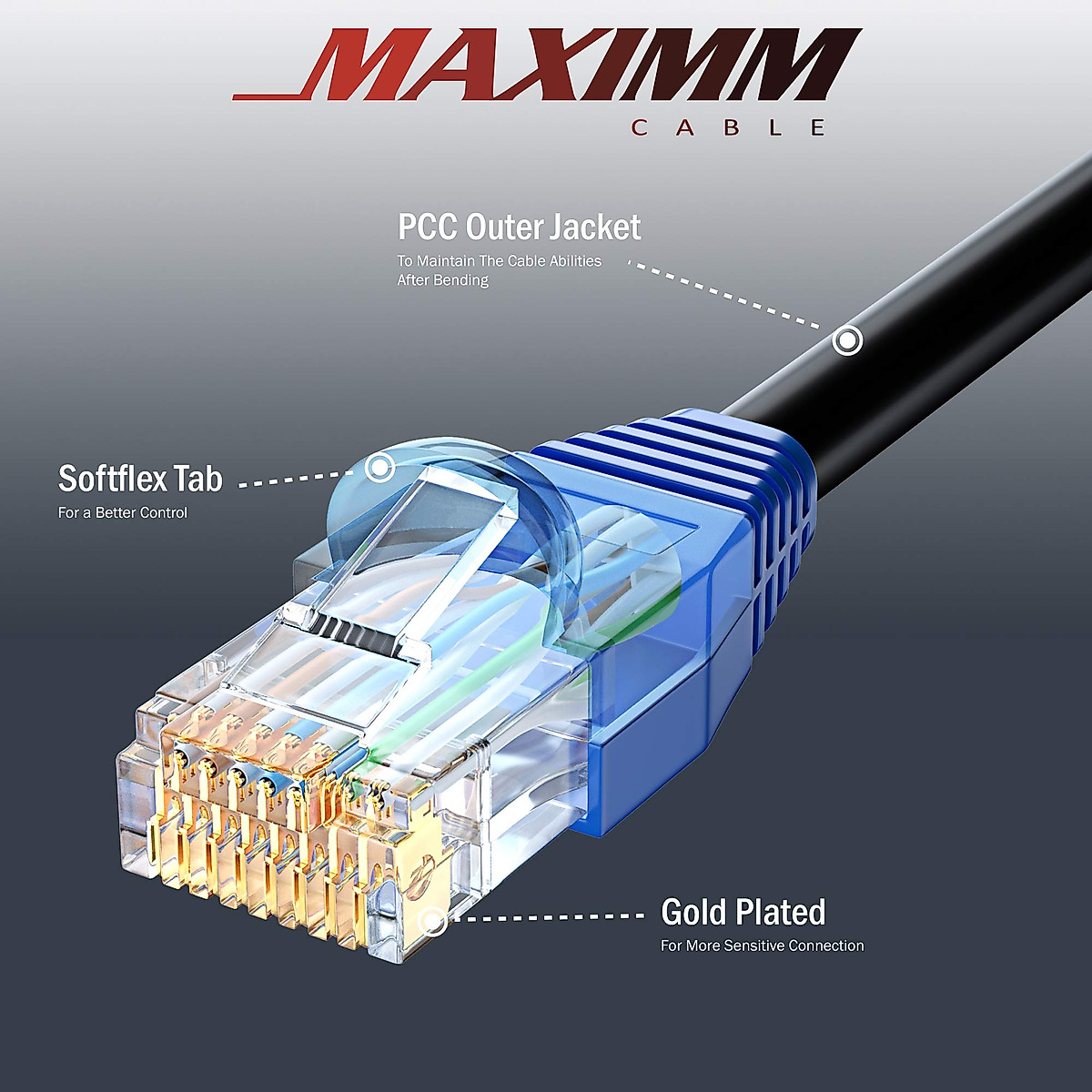 Maximm Ethernet Cable Outdoor Cat6 Heavy Duty Cord 150 ft - Black - Zero Lag Pure Copper, Waterproof Internet Cables Suitable for Direct Burial Installations.