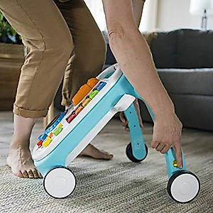 Baby Einstein Musical Mix ‘N Roll 4-in-1 Push Walker, Activity Center, Toddler Table and Floor -Toy for 6 Months+, Blue