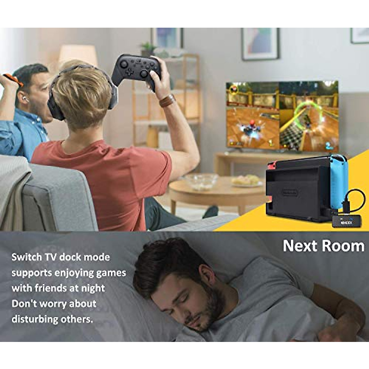 Bluetooth Adapter Audio Transmitter for Nintendo Switch, aptX Low Latency Technology, Supports Dual Paring, in-Game Voice Chat, Compatible with Airpods, Switch 2017, Switch Lite 2019, PS4, PC and TV