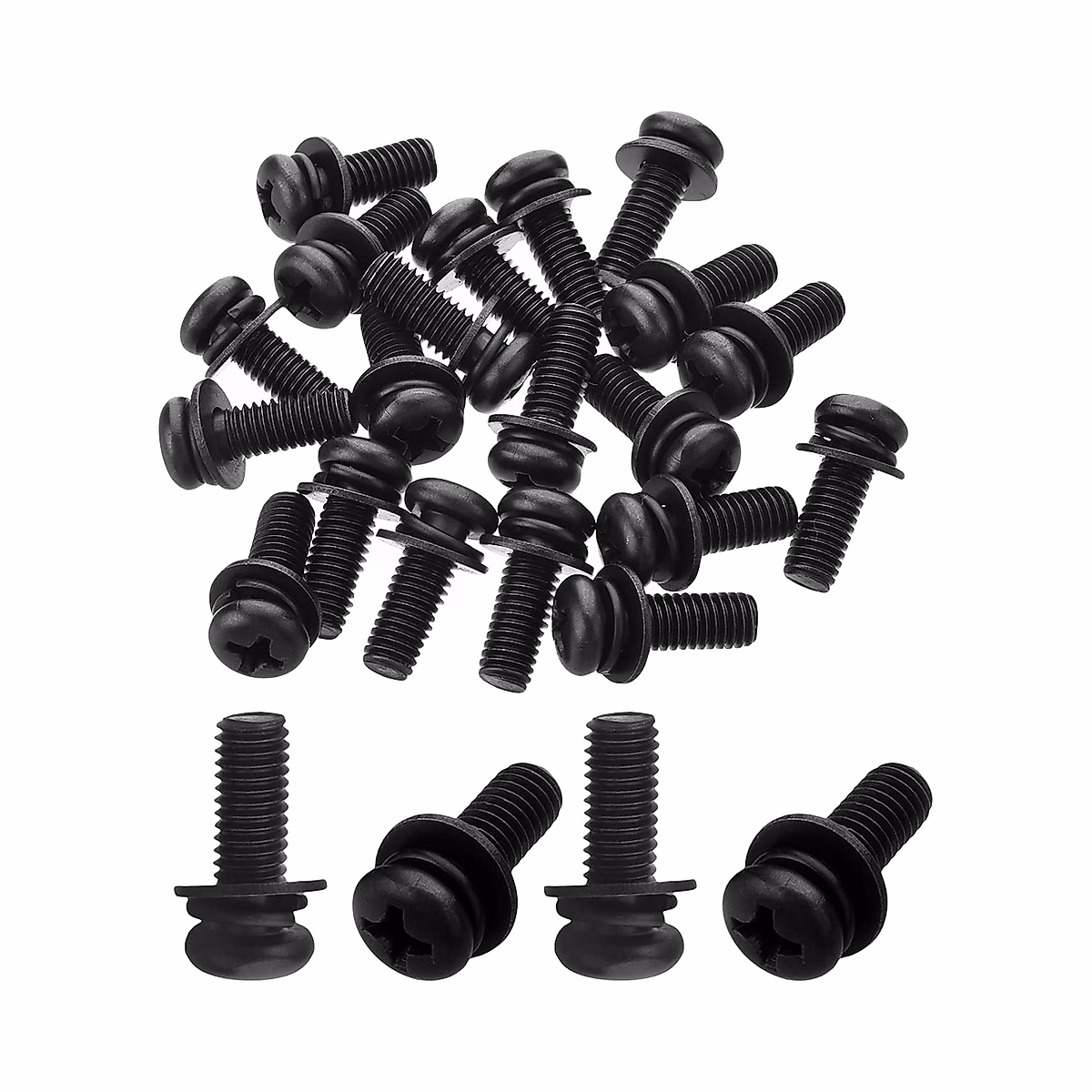 MroMax M5 x 14mm Carbon Steel Phillips Pan Head Machine Screws Bolts Combine with Spring Washer and Plain Washers 20Pcs