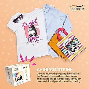 NGOODIEZ DTF Ink White - Premium DTF Refill Ink for Heat Transfer Film Printing for Epson & All Desktop DTF Printers L1800 L805 R1390 5113 XP600 I3200 DX5 DX7 4720, Strong Whiteness (White, 500ml)