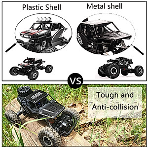 RC Car Remote Control Truck 4x4 Off Road Monster Truck for Kids, 2.4Ghz 1:16 Rock Crawler with Two Rechargeable Batteries Waterproof for All Terrain Electric Toy Car for Boys and Girls