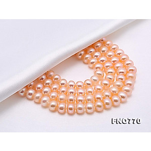 Womens Long Strand Pink Pearl Necklace AA+ 8-9mm Freshwater Cultured Pearl Necklace Sweater Chain 32"